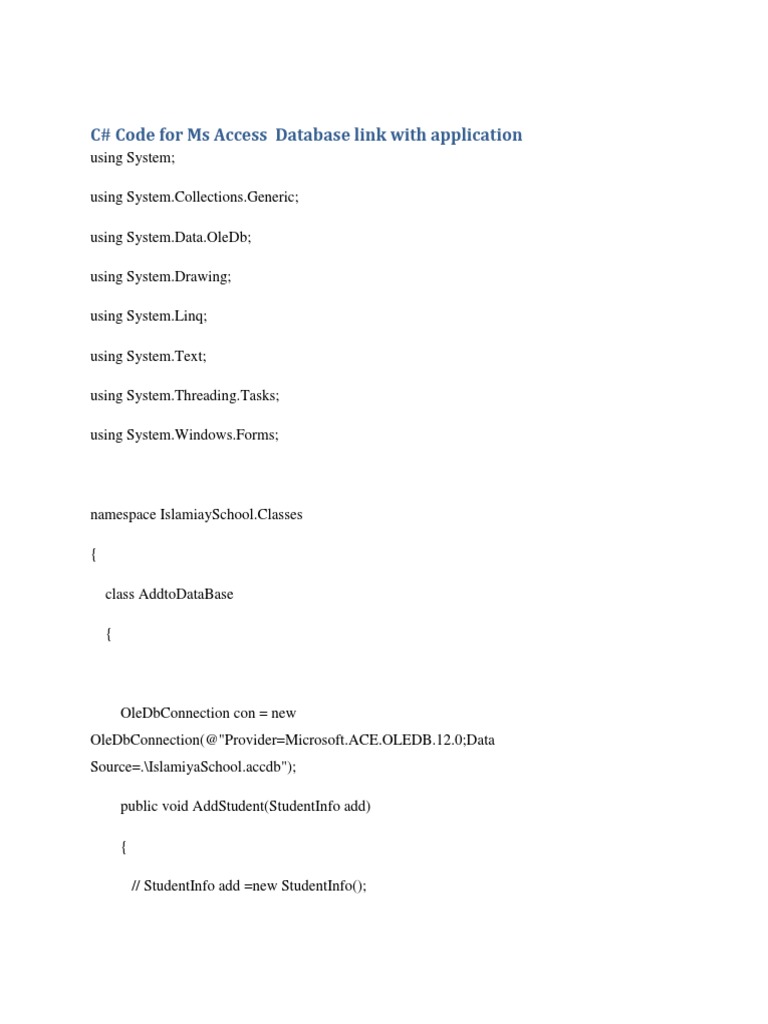 C# Ms Access Database Integration | PDF | Parameter (Computer ...