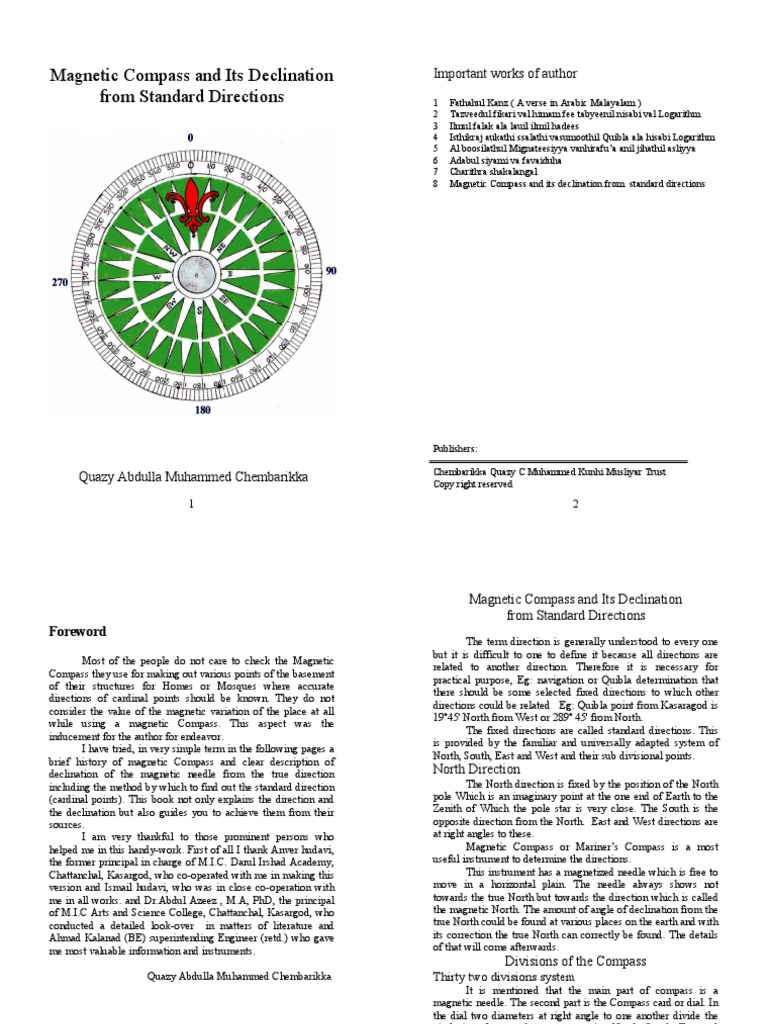 Magnetic Compass and Its Declination From Standard Directions | PDF ...