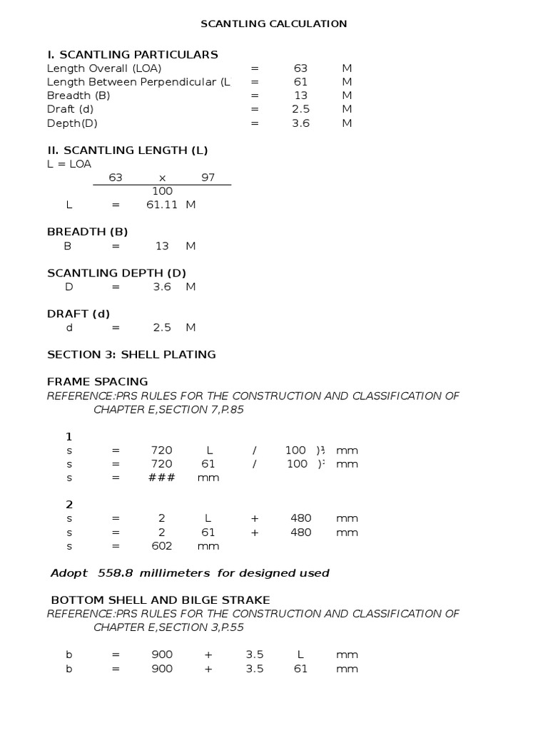 Scantling Design Calculations for a 63m Steel Vessel | PDF | Deck (Ship ...