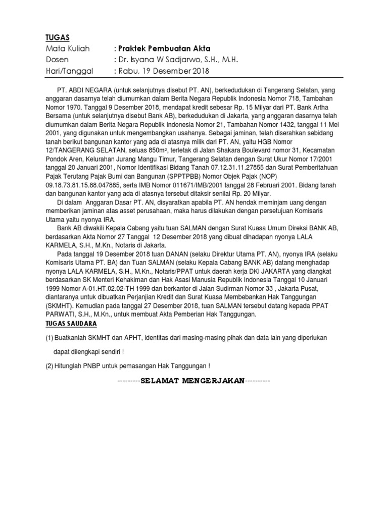 Latihan Akta SKMHT Dan Apht | PDF