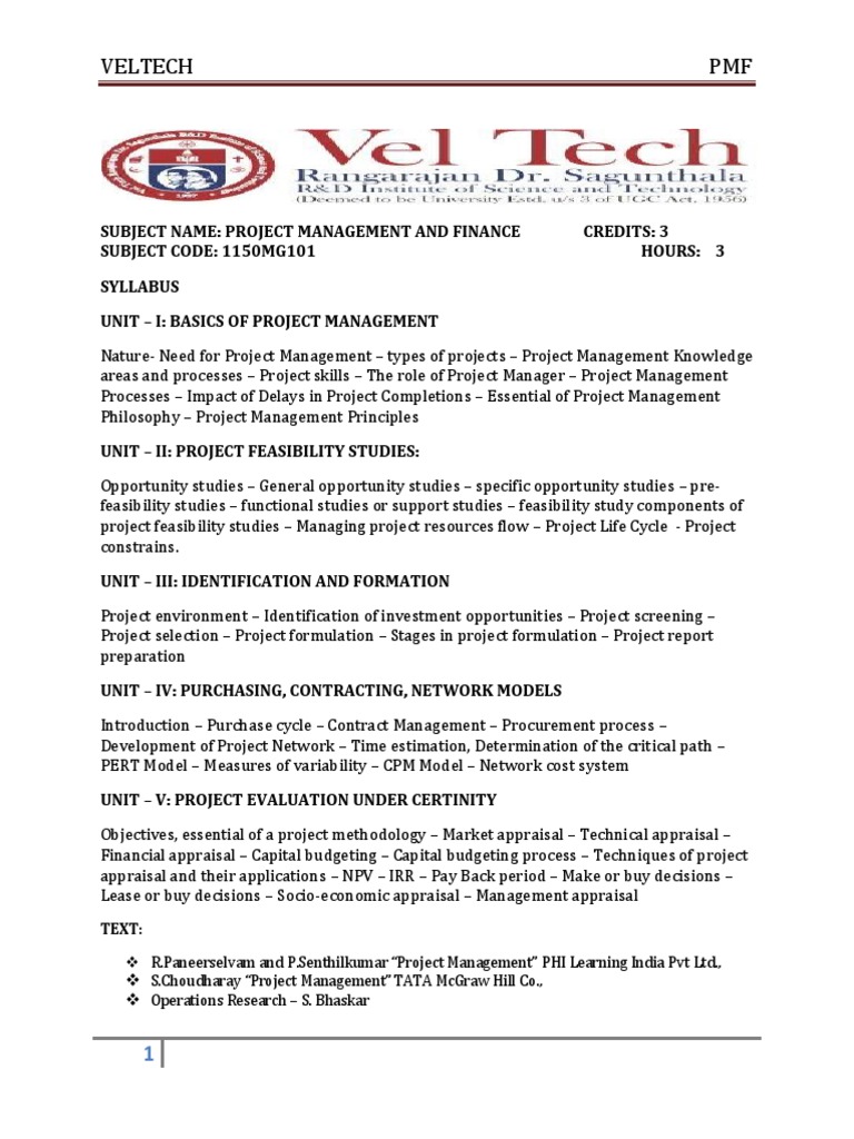 Project Management UNIT - I Notes | PDF | Project Management | Risk ...