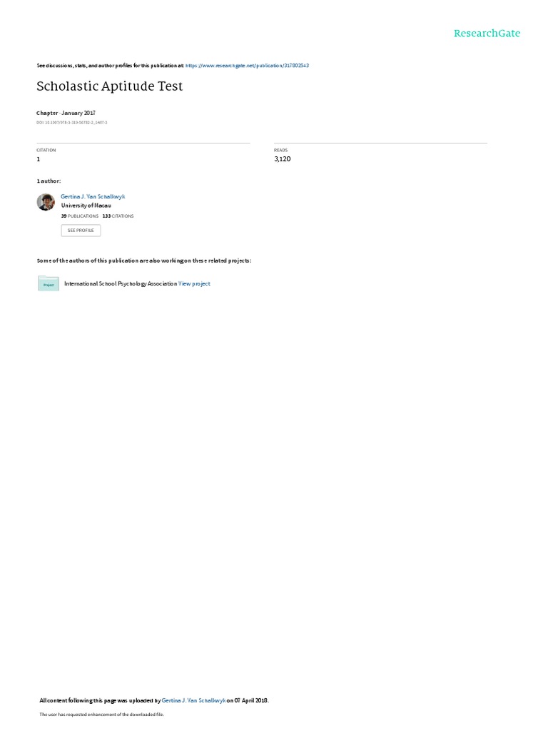 Scholastic Aptitude Test: January 2017 | PDF | Sat | Test (Assessment)