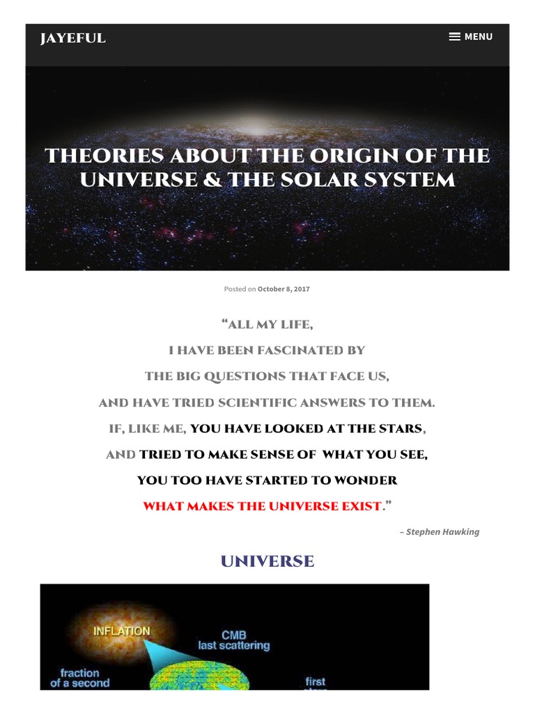 Theories About The Origin of The Universe and The Solar System | PDF ...