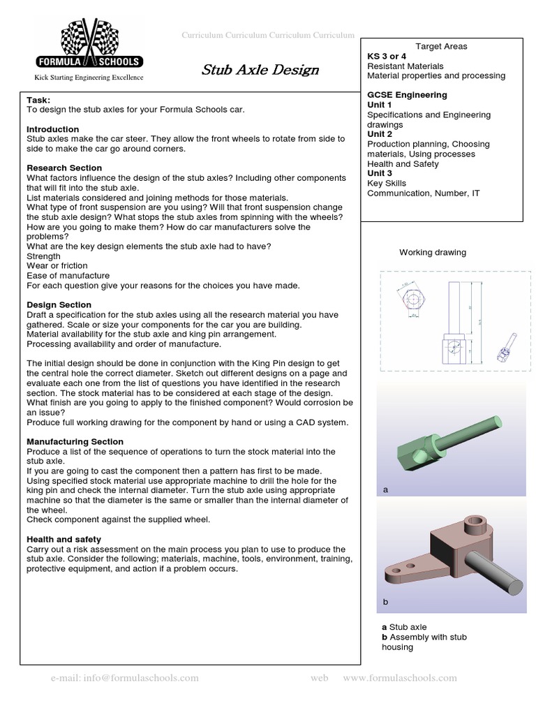 Stub Axle Design for Formula Schools Car | PDF | Design | Axle
