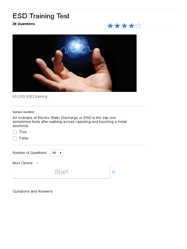 ESD Training Test - ProProfs Quiz | PDF | Electrostatic Discharge ...