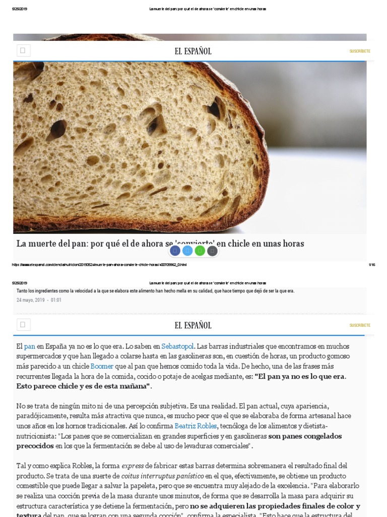 La Muerte Del Pan_ Por Qué El de Ahora Se 'Convierte' en Chicle en Unas ...
