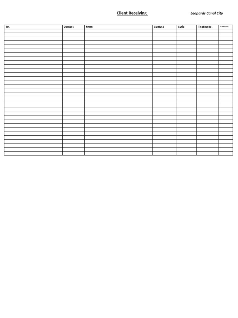 Client Receiving Document Template | PDF