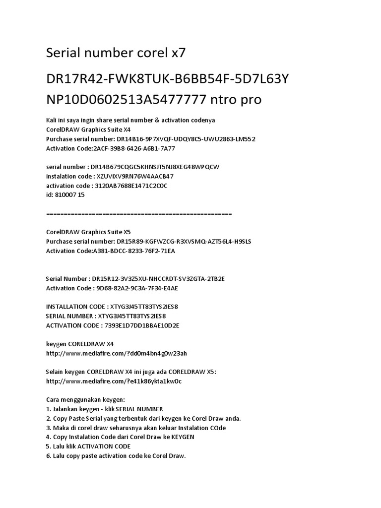 Serial Number Corel x7 | PDF | Digital Technology | Operating System ...