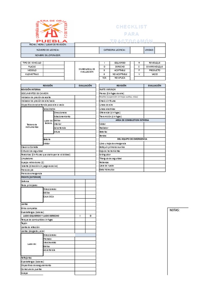 Check List Camiones | Camión | Remolque (Vehículo) | Prueba gratuita de ...