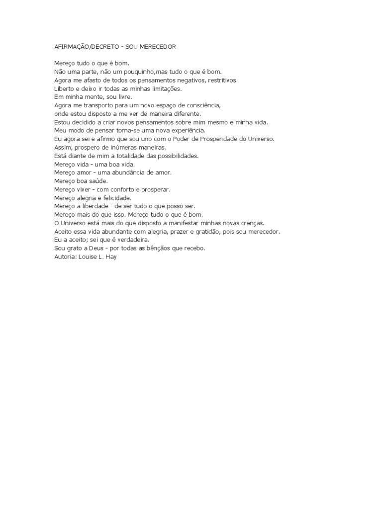 Decreto Do Merecimento - Louise Hay | PDF