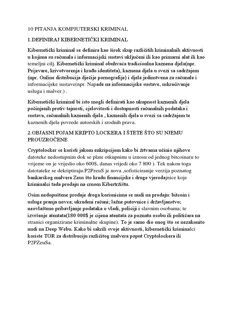 10 Pitanja Kompjuterski Kriminal | PDF