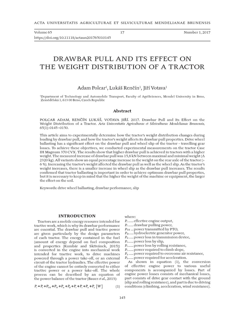 Drawbar Pul | PDF | Tractor | Force