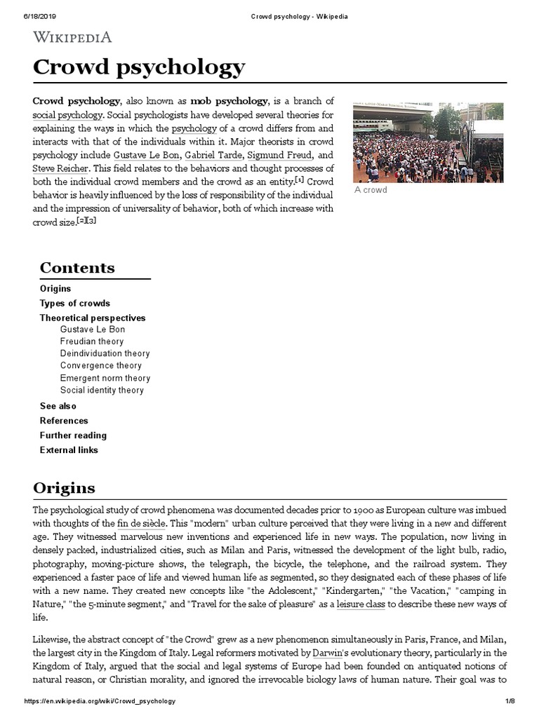 Crowd Psychology - Wikipedia | Behavioural Sciences | Psychology ...