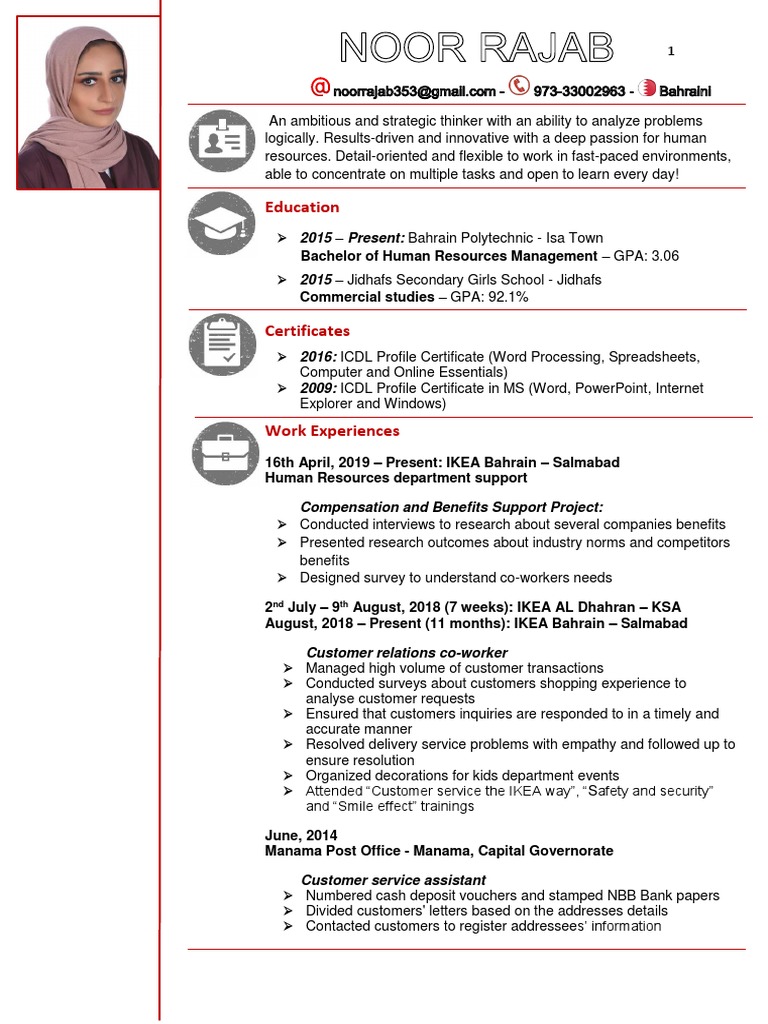 Noor Rajab CV | PDF | Negotiation | Human Resource Management
