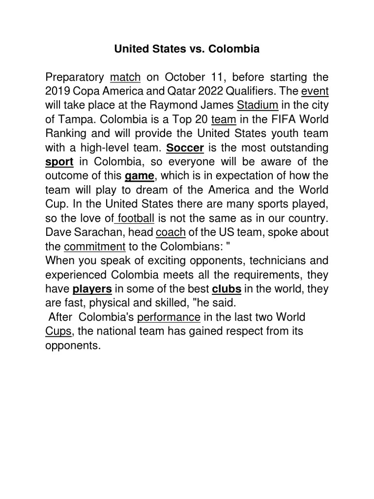 Colombia's Soccer Legacy and Match Preview | PDF