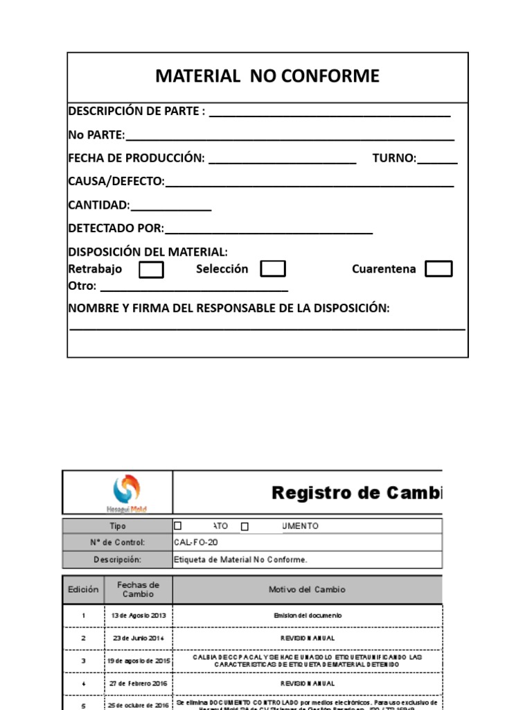 Etiqueta Material No Conforme | PDF | Business