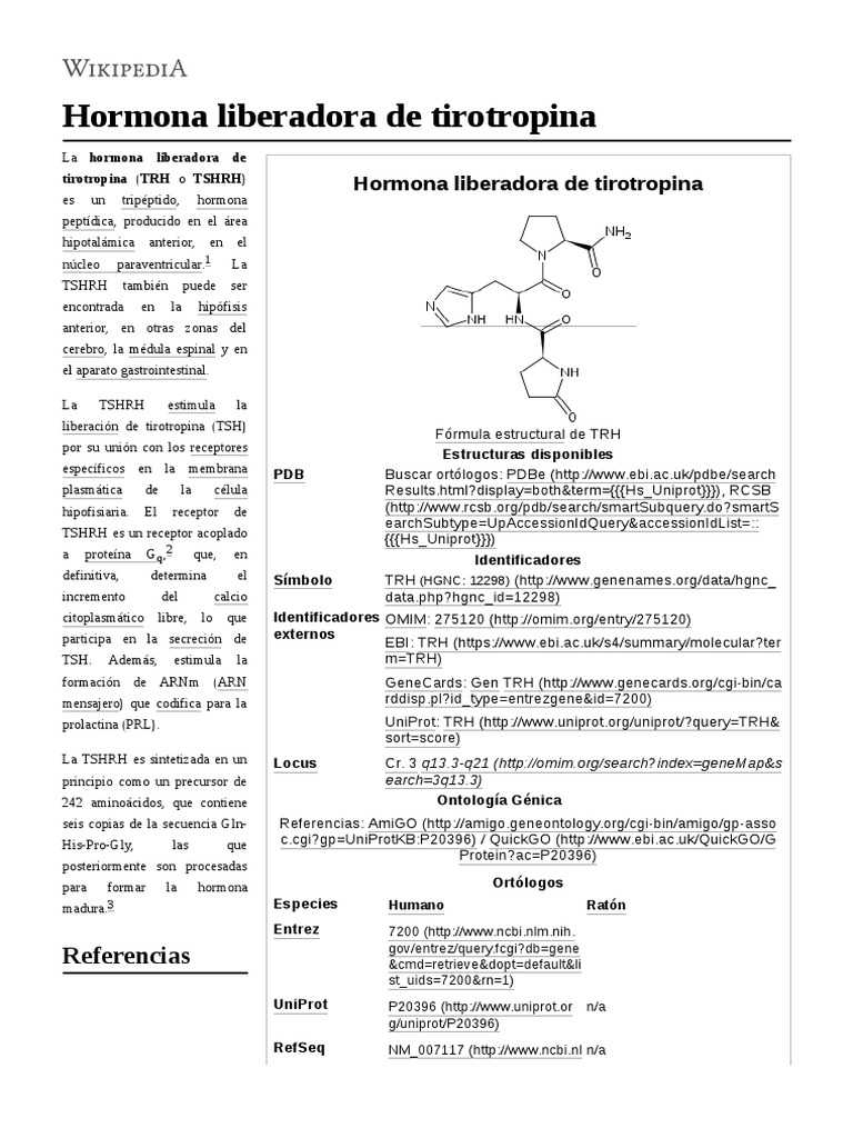 Hormona Liberadora de Tirotropina | PDF | Hormona estimulante de la tiroides | Hormona