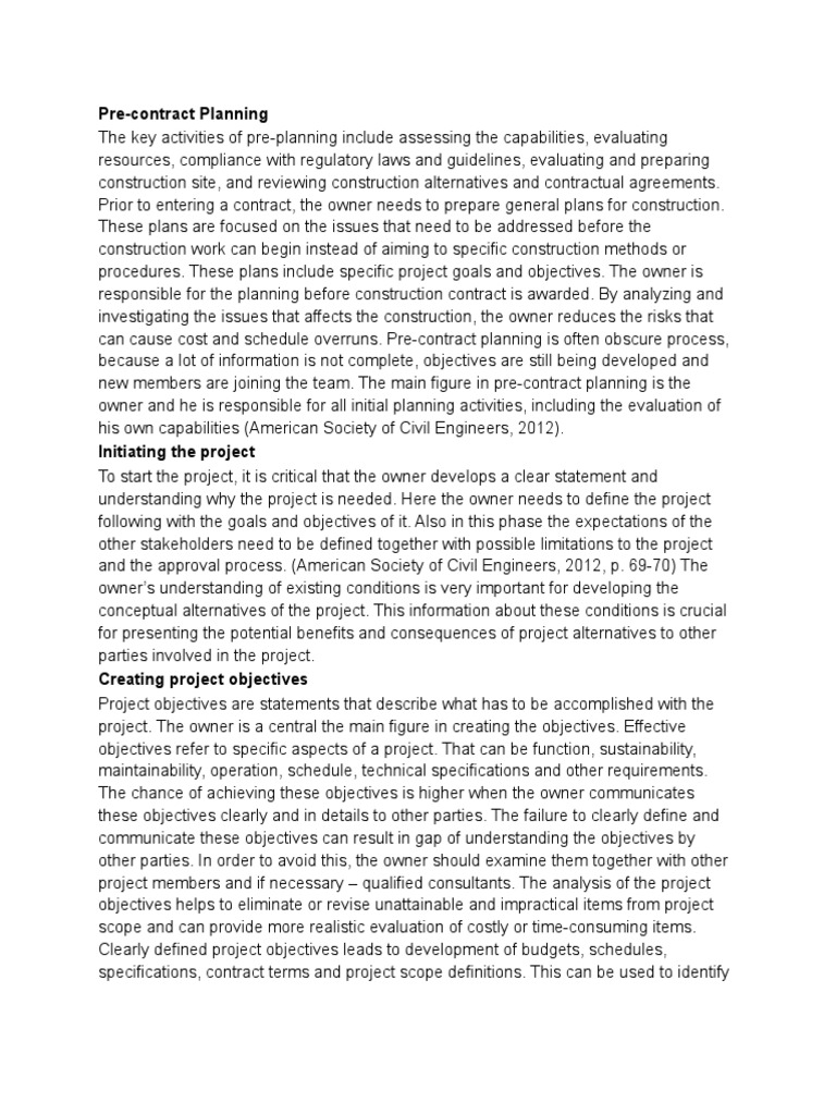 Pre and Post Contract Activities | PDF | Project Management | Evaluation