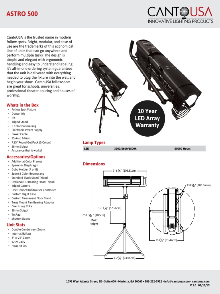 ASTRO 500: 10 Year LED Array Warranty | PDF | Equipment | Optics