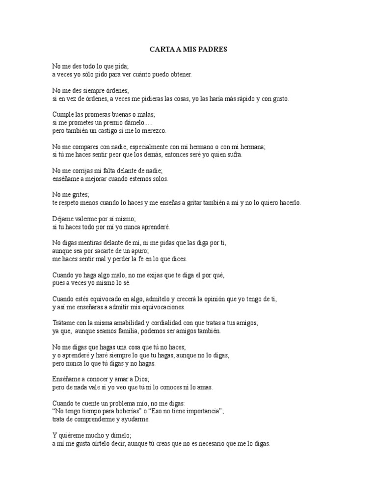 Carta A Mis Padres | PDF