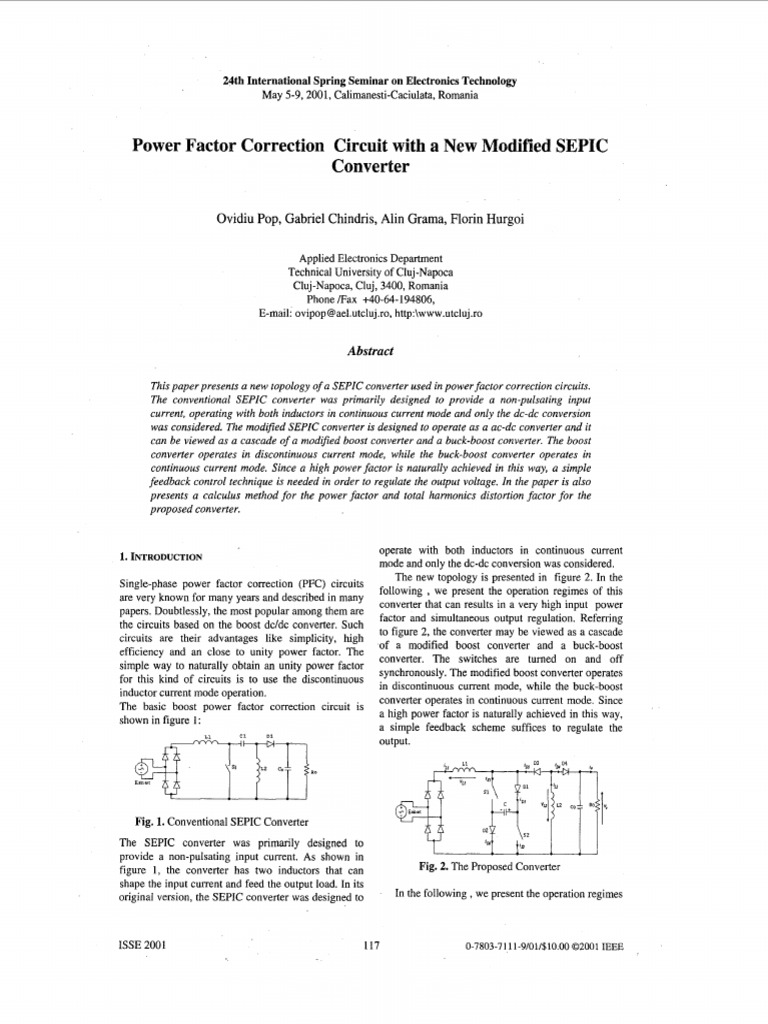 Power Factor Correction Circuit With A New Modified SEPIC Converter | PDF | Power (Physics ...