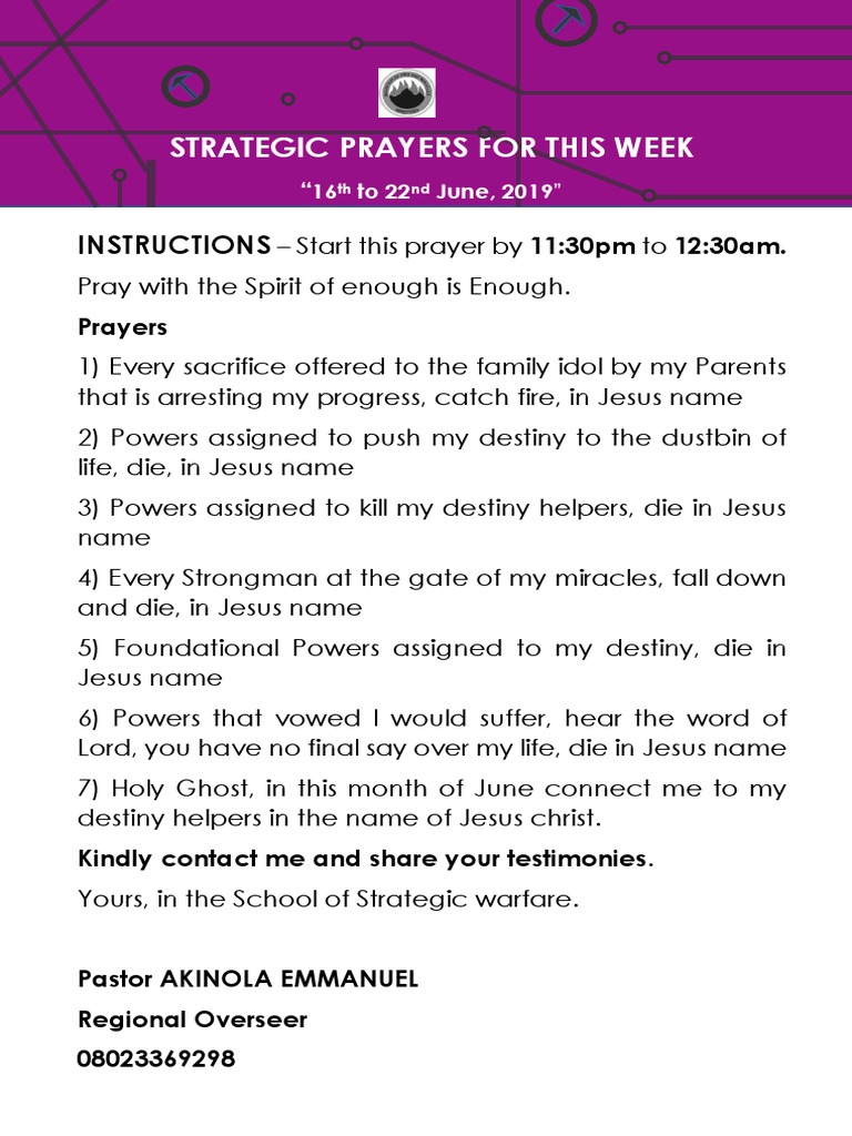 Strategic Prayers For This Week | PDF