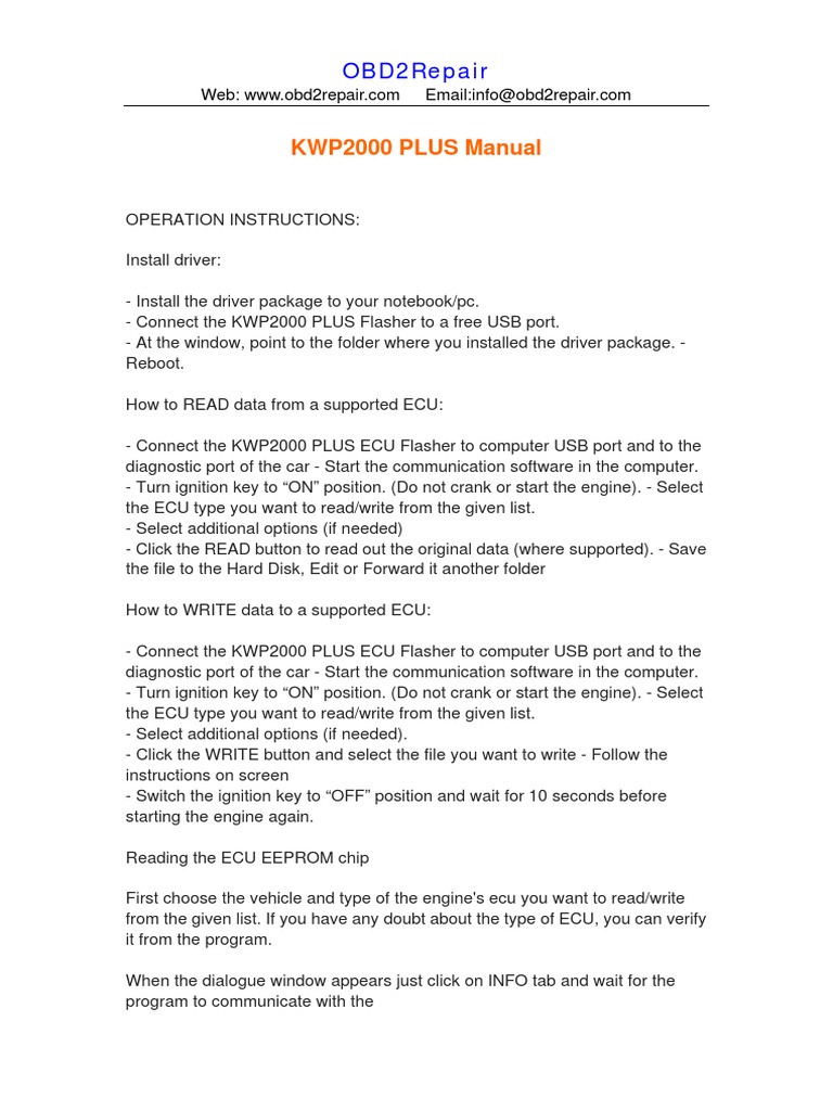 KWP2000 PLUS Manual PDF | PDF | Device Driver | Computer File