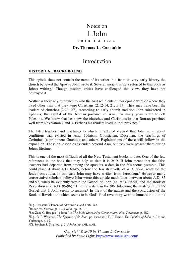 1 John Constable Notes | PDF | First Epistle Of John | Gospel Of John