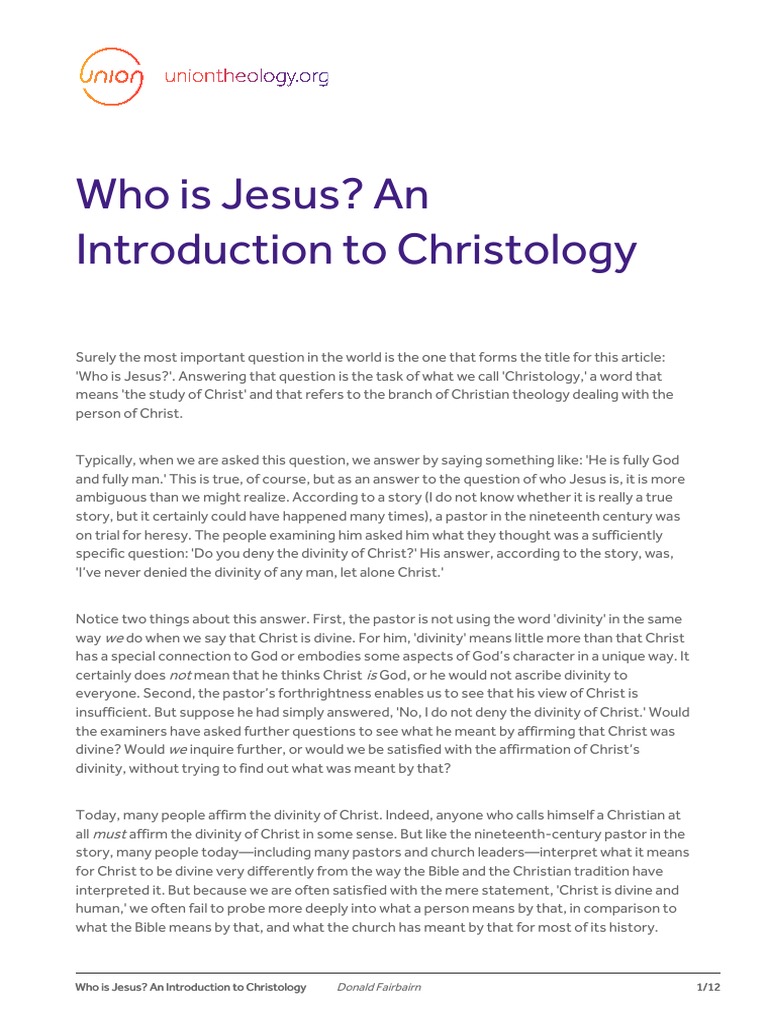 Who Is Jesus An Introduction To Christology | PDF | Christology | God ...