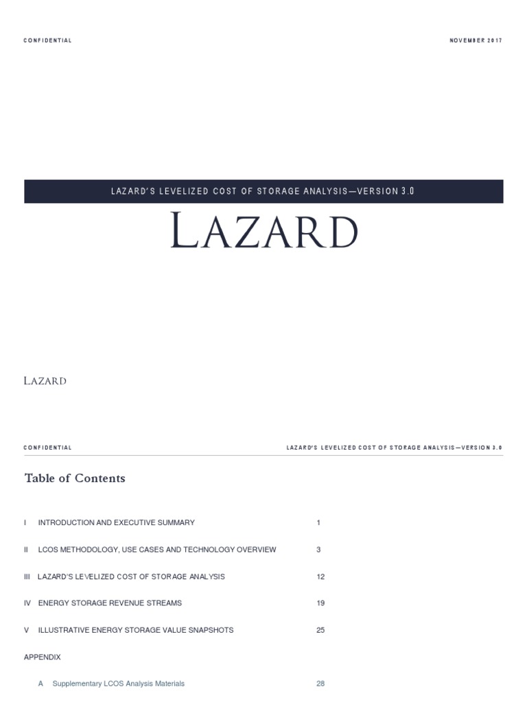 Lazard Levelized Cost of Storage Version 30 | PDF | Distributed ...