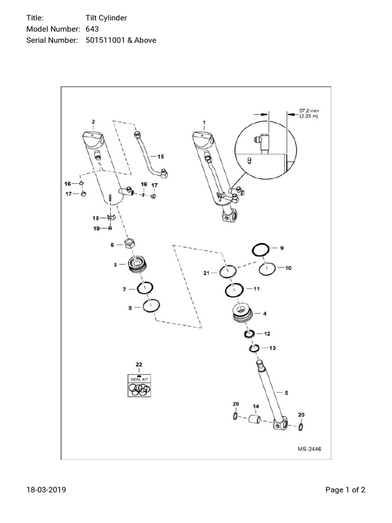 Title: Tilt Cylinder Model Number: 643 Serial Number: 501511001 & Above ...