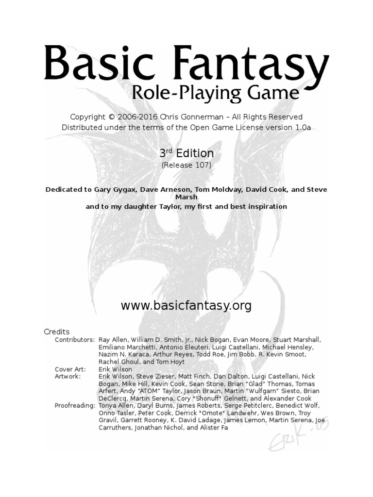 Basic Fantasy RPG Rules r107 | PDF | Role Playing Games | D20 System