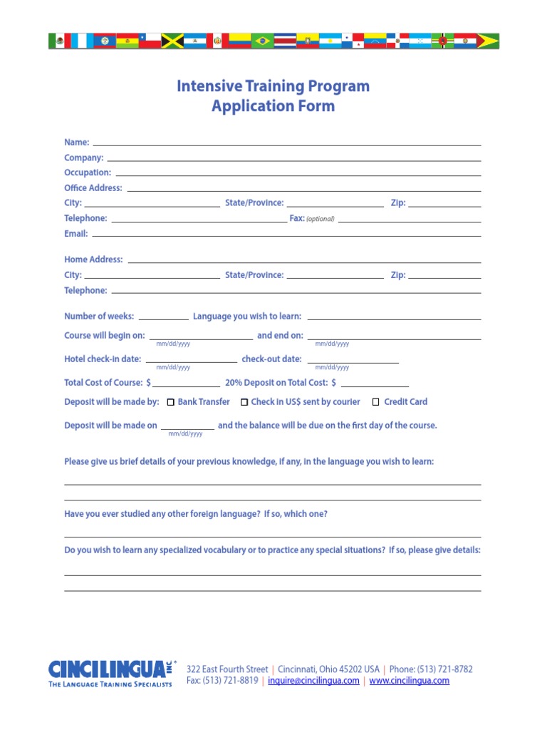 Intensive Language Course Application Form | PDF