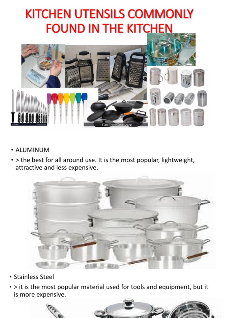 Kitchen Utensils Commonly Found in The Kitchen | PDF | Cookware And ...