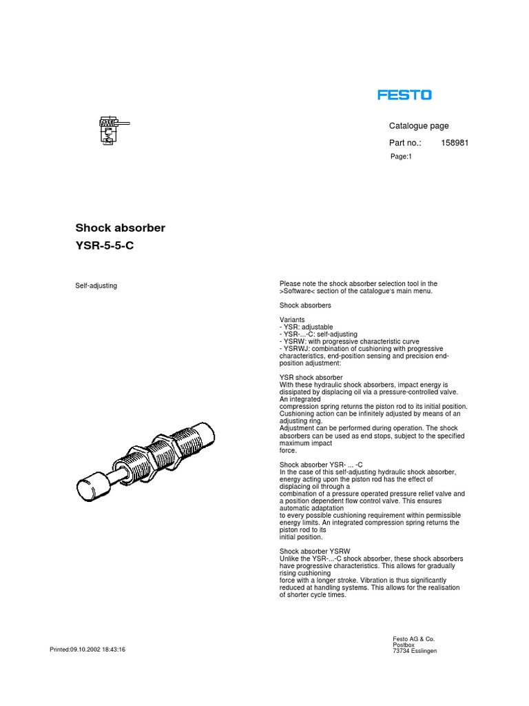 Shock Absorber YSR-5-5-C: Catalogue Page | PDF | Machines | Mechanical ...
