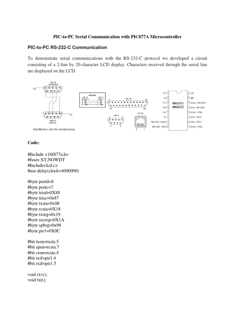 PIC-To-PC Serial Communication With PIC877A Microcontroller | PDF