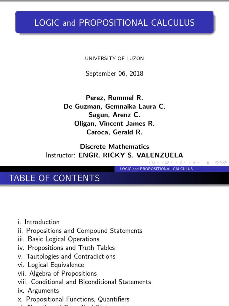Logic and Propositional Calculus | PDF | Argument | Contradiction