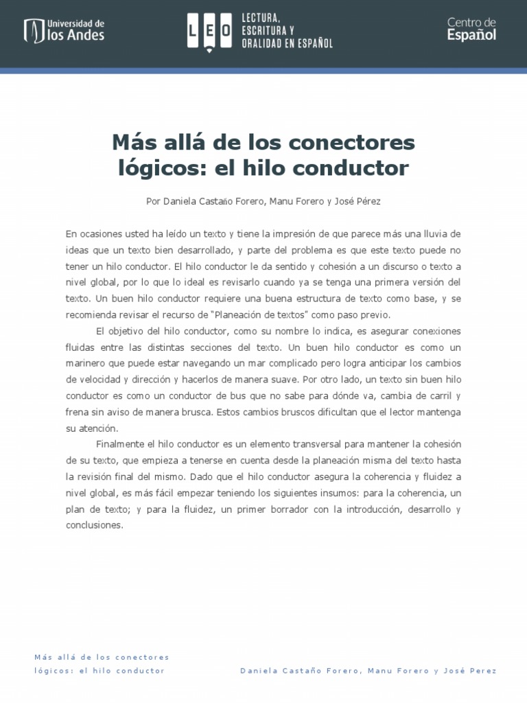 Construccin Del Hilo Conductor | PDF | Hilo (Computación) | Teoría