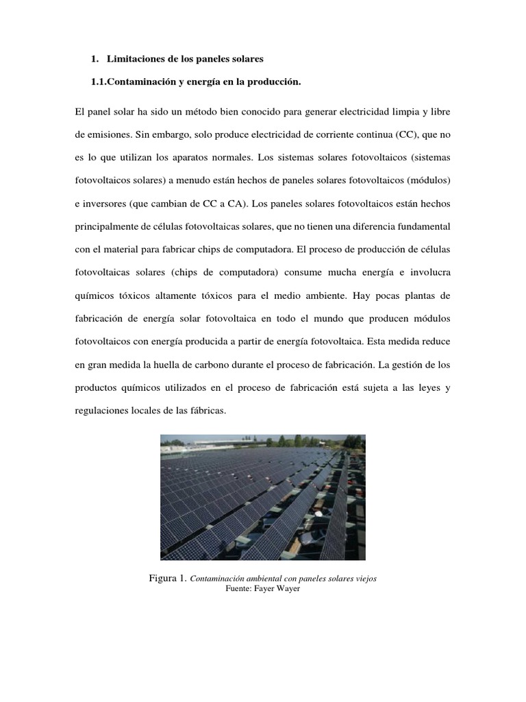 Limitaciones de Los Paneles Solares-Daye | PDF | Fotovoltaica | Energía ...