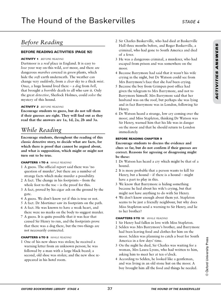 The Hound of The Baskervilles Questions and Answers PDF | PDF | The ...