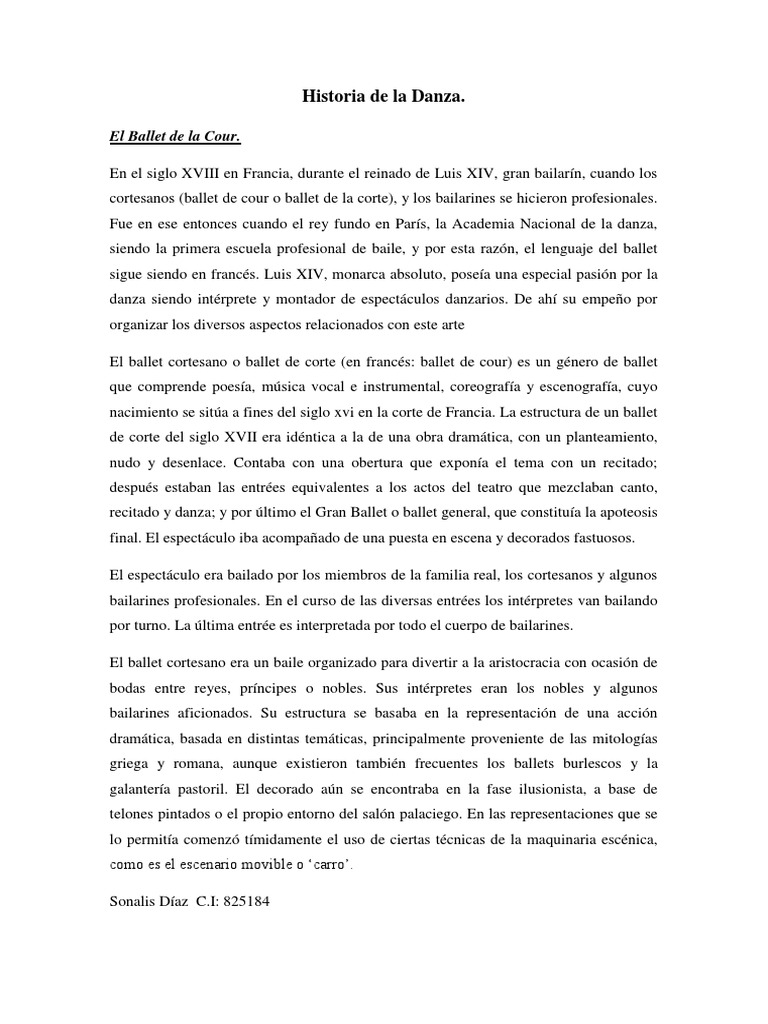 Historia de La Danza (Cuartilla) | PDF