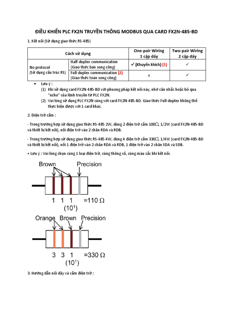 Điều Khiển Plc Fx2n Truyền Thông Modbus Qua Card Fx2n | PDF