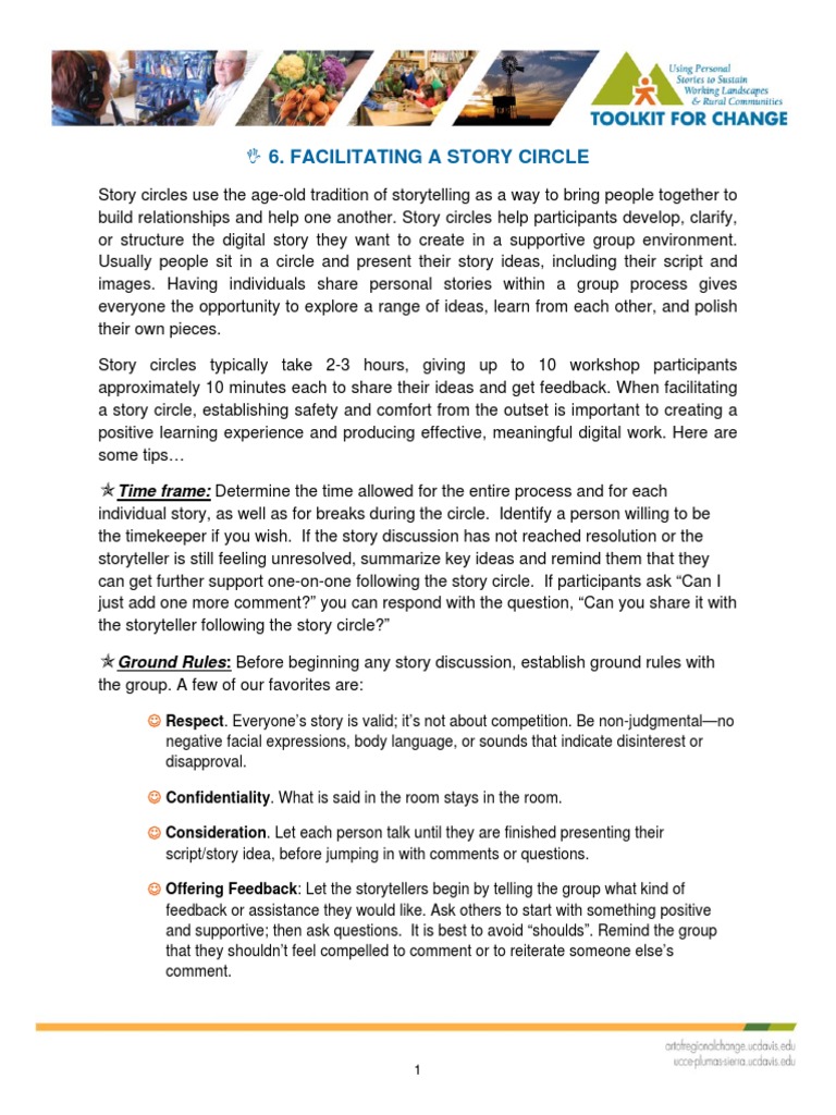 Facilitating A Story Circle: Time Frame: Determine The Time Allowed For ...