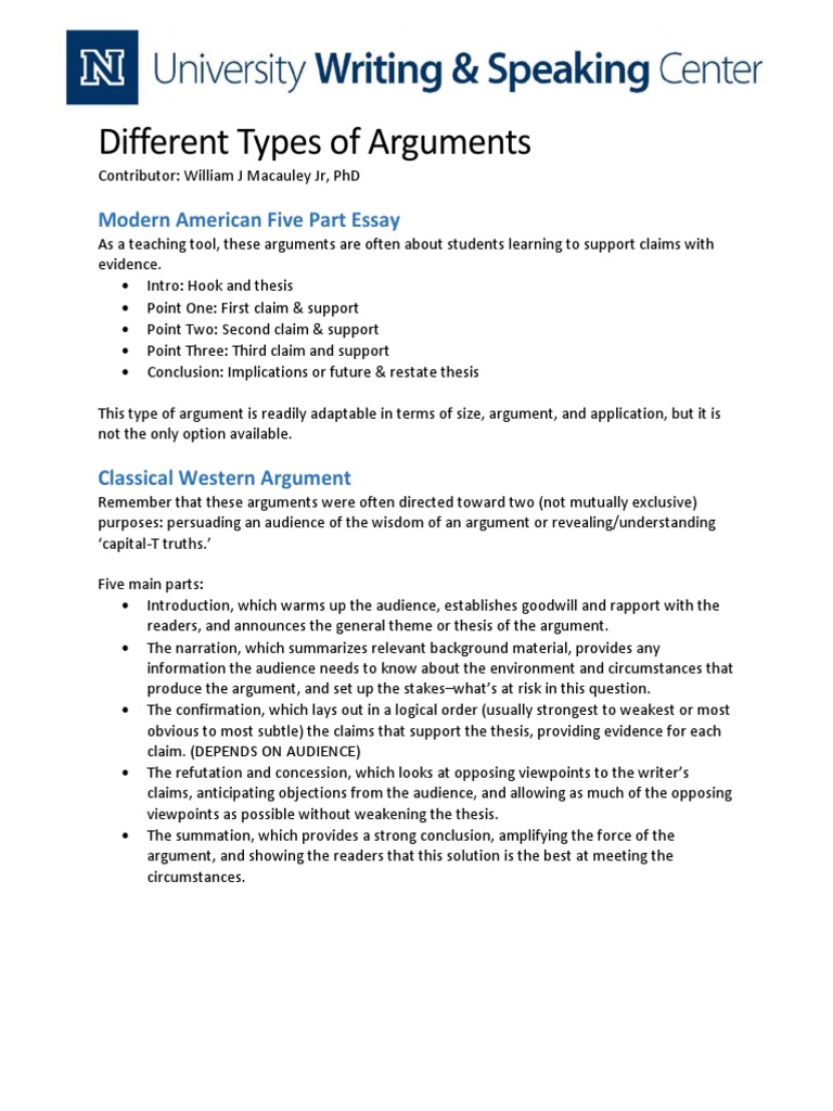 Different Types of Arguments | PDF | Argument | Essays