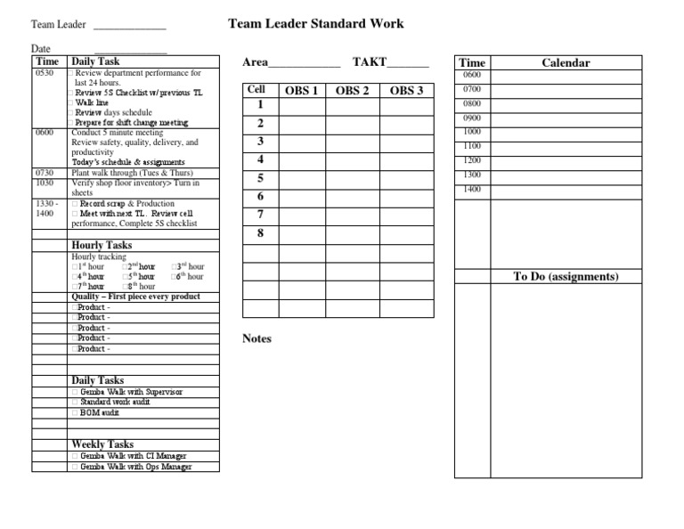 1st Team Leader Standard Work | PDF