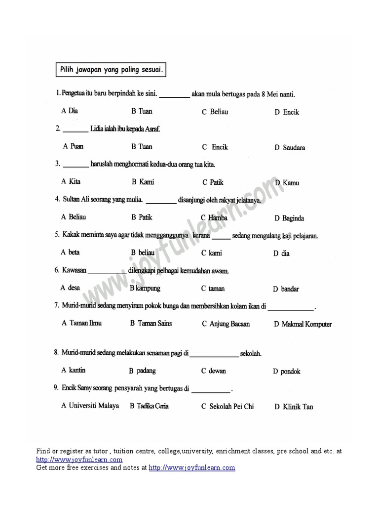 Y5 Latihan Tatabahasa BM | PDF