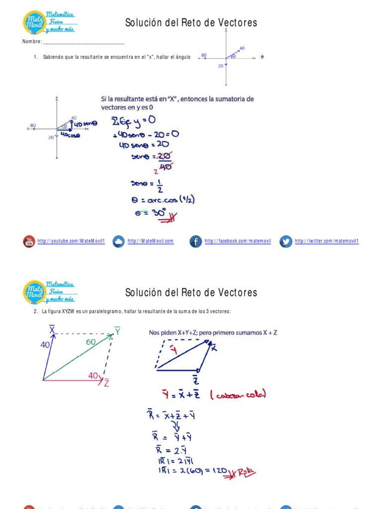 Vectores Ejercicios Resueltos PDF | PDF
