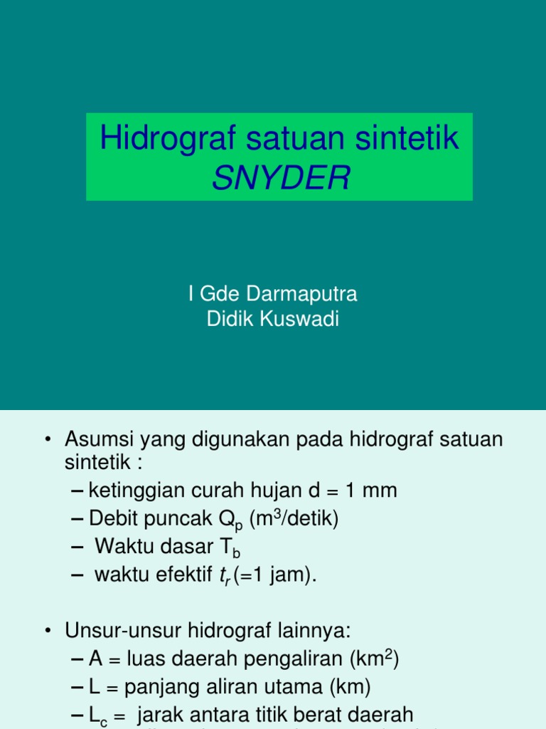 Hidrograf Satuan Sintetik Snyder | PDF | Metode & Bahan Ajar | Sains & Matematika