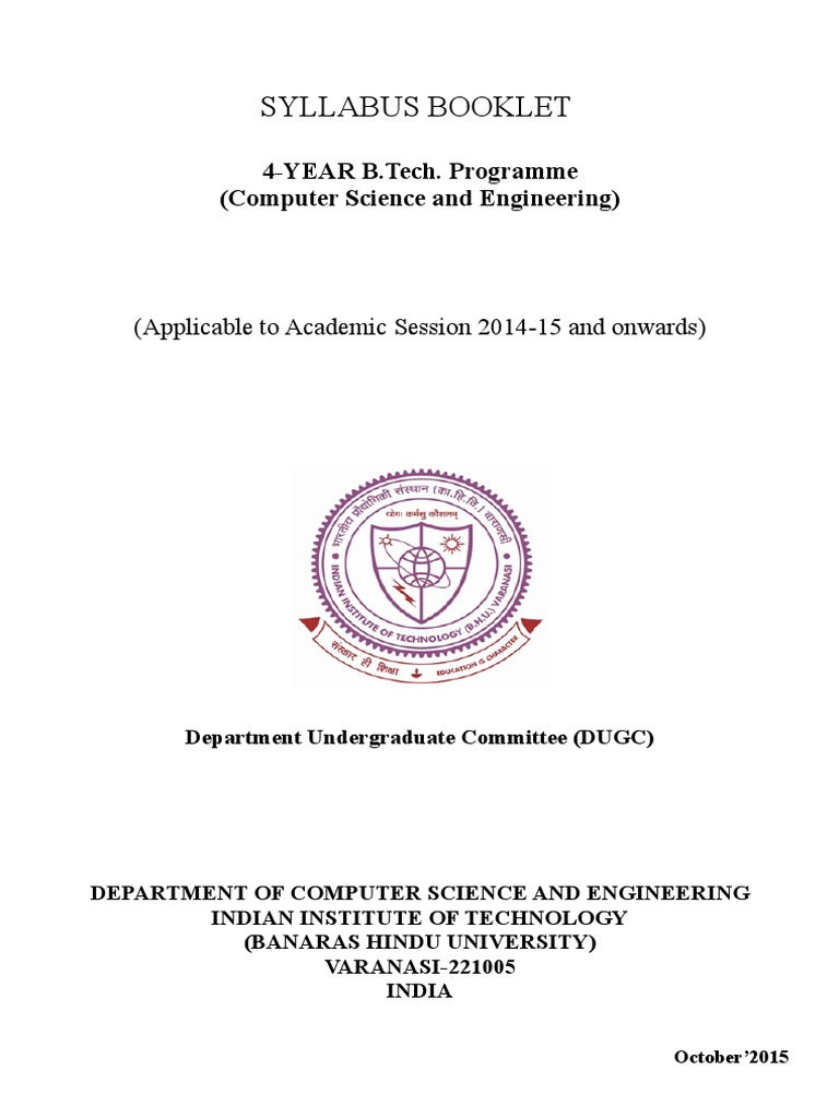 Syllabus Booklet: 4-YEAR B.Tech. Programme (Computer Science and ...