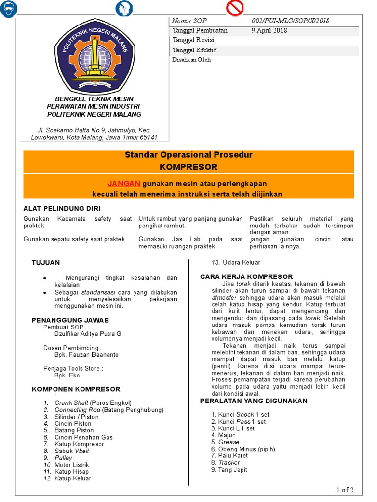 SOP Kompresor | PDF